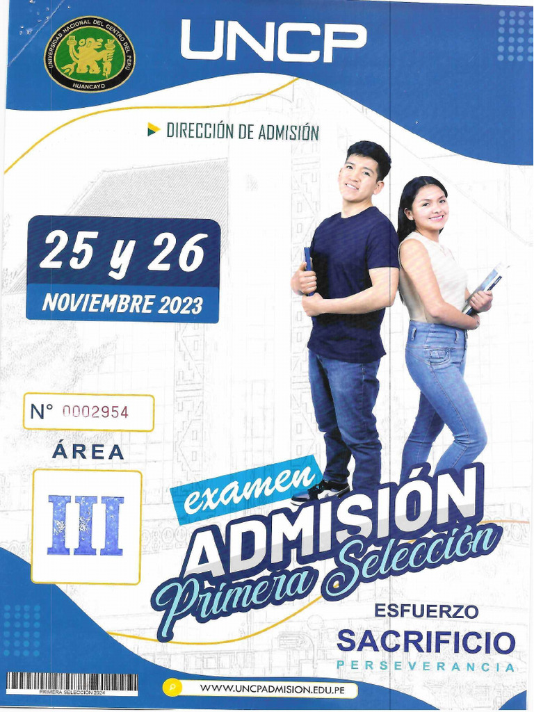 Examen de Ps Uncp 2024 - I Área 3 (A) | PDF