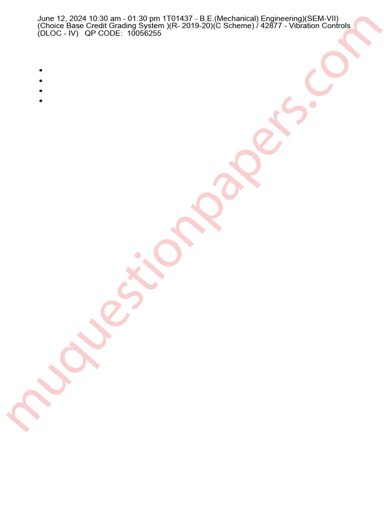 Be Mechanical Engineering Semester 7 2024 May Dloc IV Vibration Controls Rev 2019 C Scheme | PDF