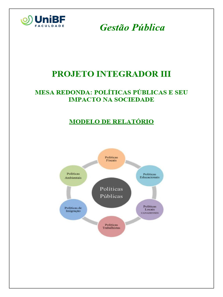Relatório. Projeto Integrador III. Políticas Públicas | PDF | Leite | Agricultura