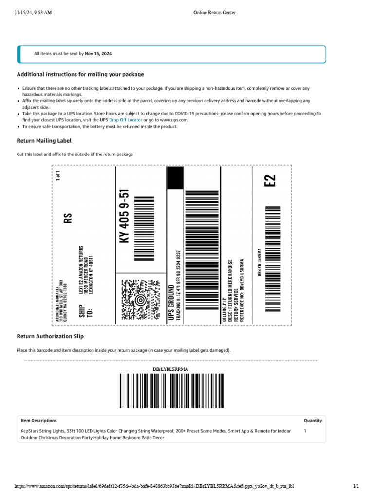 UPS Package Return Guide | PDF