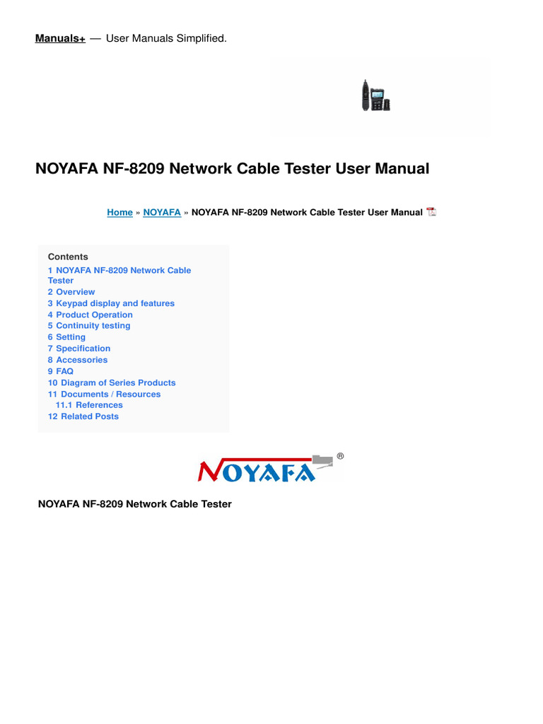 NF 8209 Network Cable Tester Manual | PDF | Power Supply | Manufactured ...