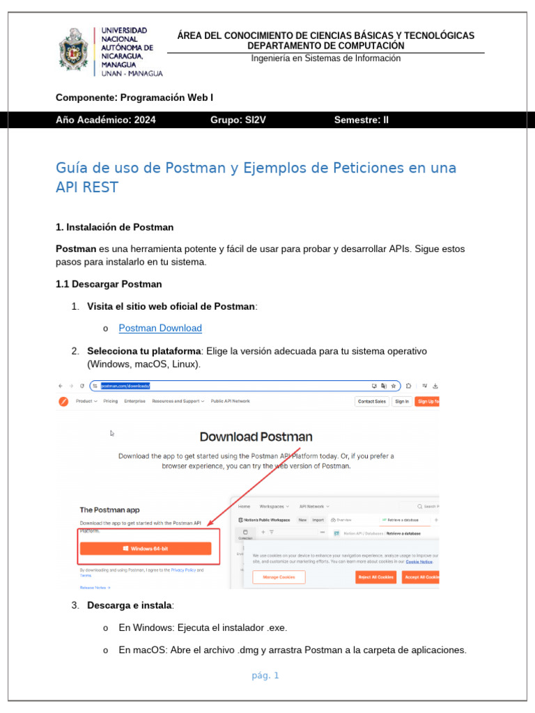 Guía de Postman para APIs REST | PDF | Ingeniería de software ...