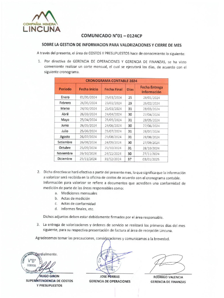 CRONOGRAMA CONTABLE 2024 FIRMADO | PDF