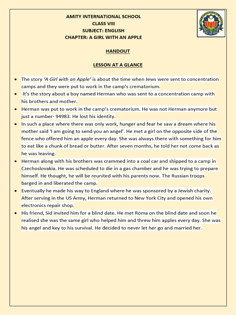 A Girl With An Apple - Moodle HANDOUT-1 | PDF