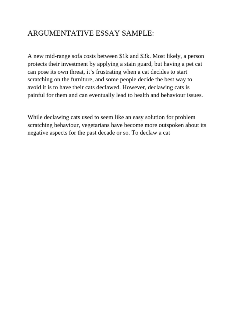 Argumentative Essay Sample | PDF