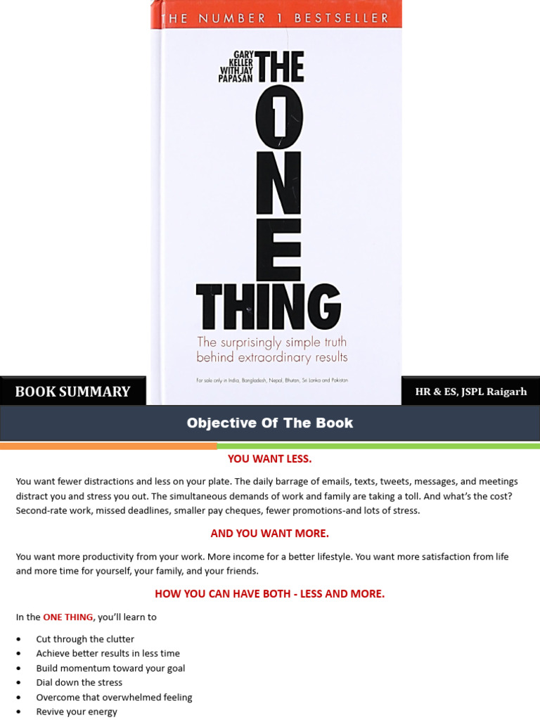 Book Summary - The One Thing | PDF | Self Control | Self-Management