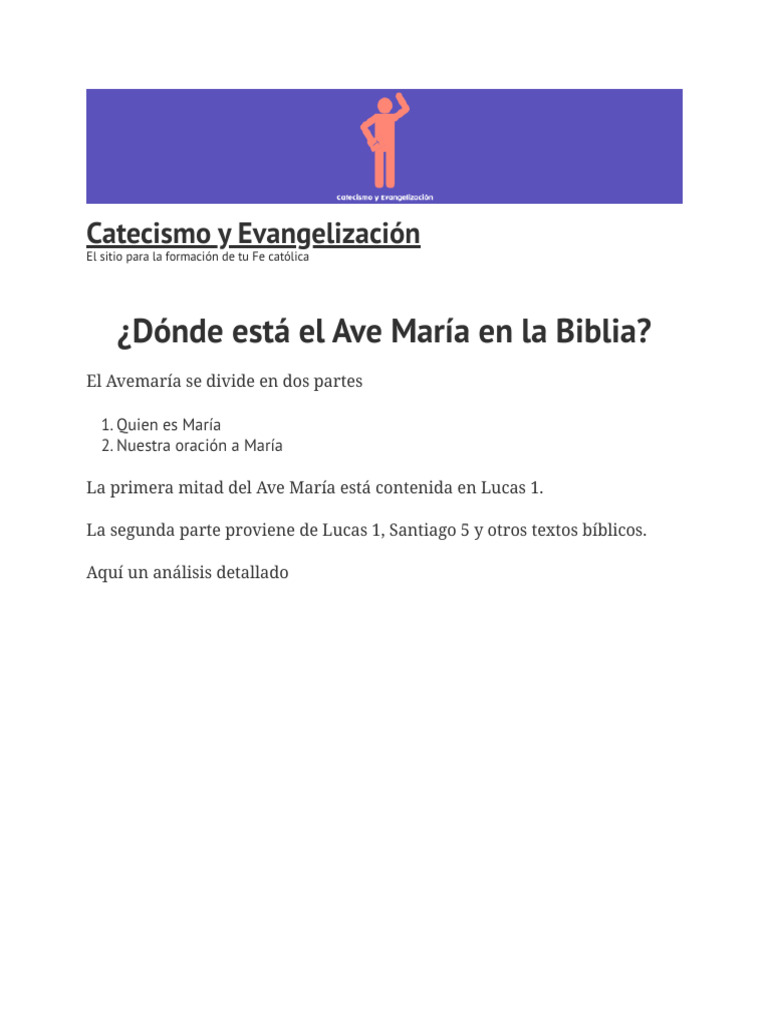 ¿Dónde Está El Ave María en La Biblia - Catecismo y Evangelización ...