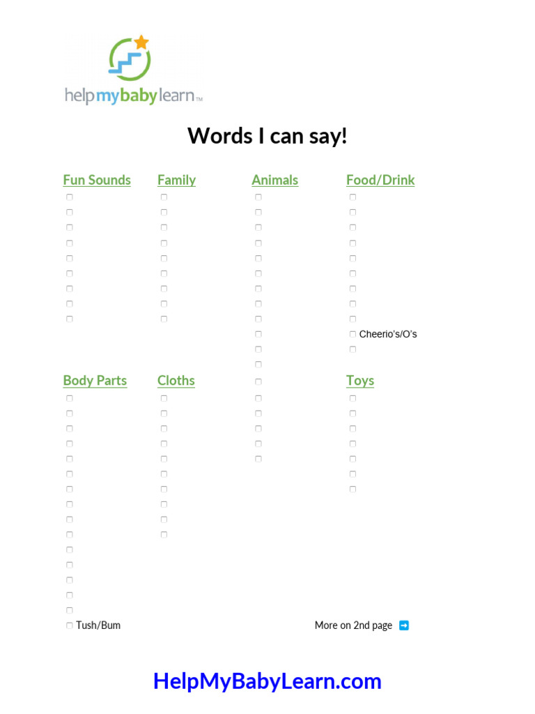Baby's First Words and Sounds Guide | PDF