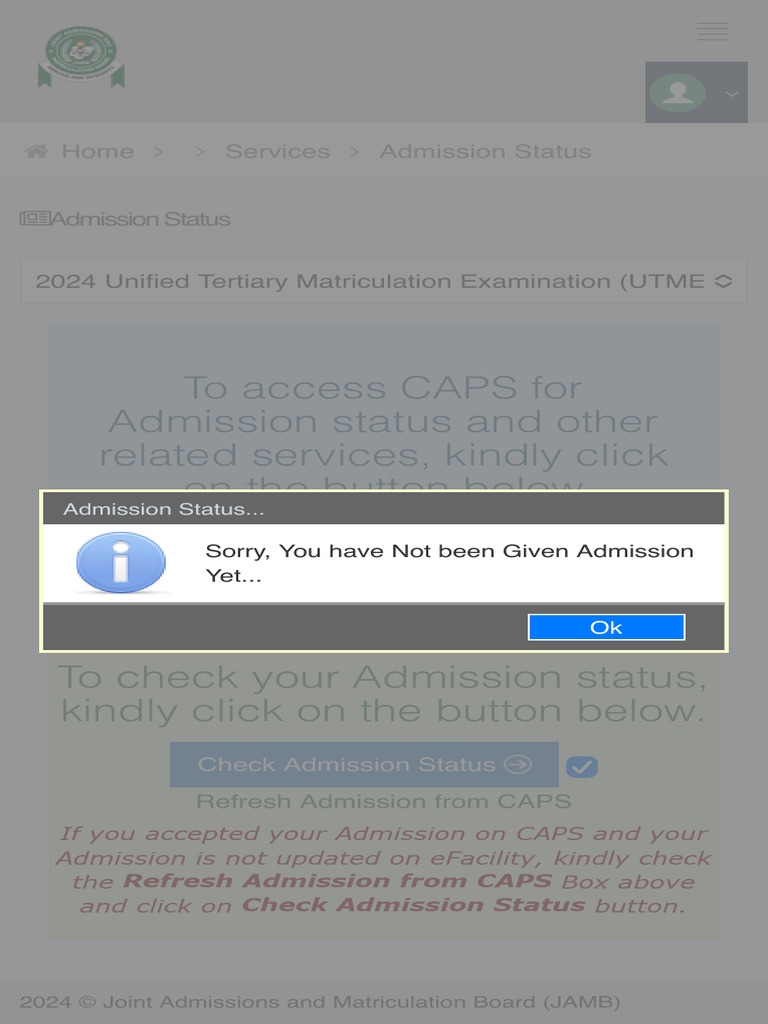 Check Admission Status | PDF