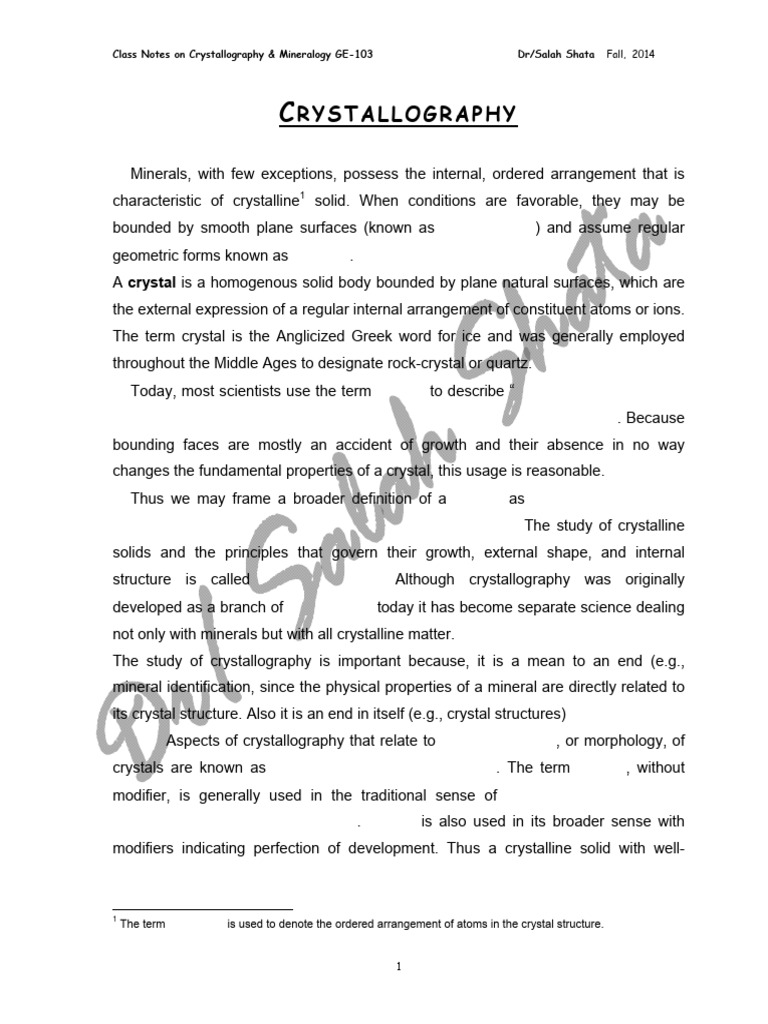 Crystallography and Mineralogy_note1 | PDF | Crystal Structure | Crystal