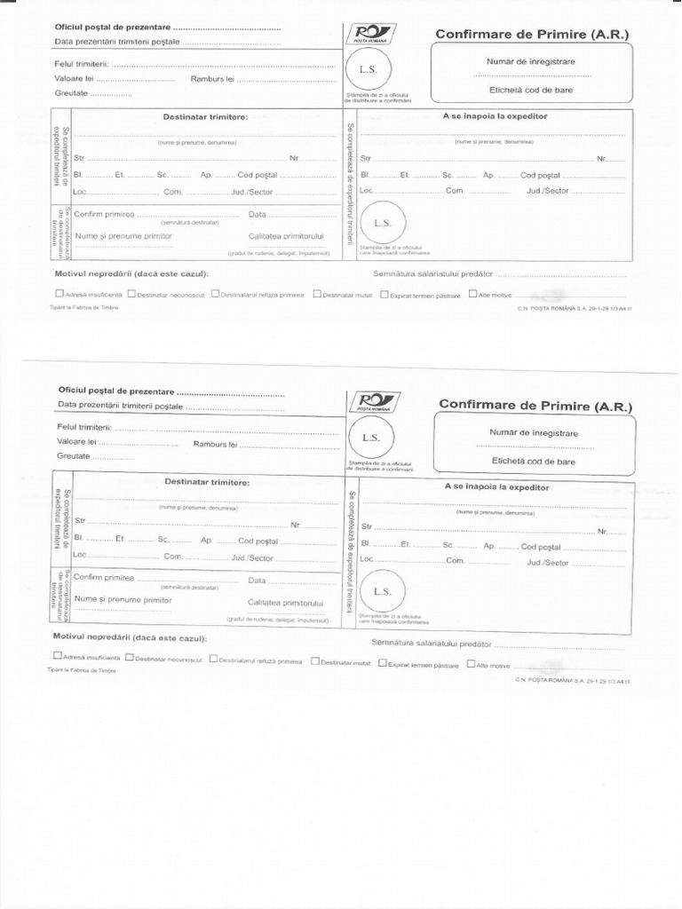 Confirmari Posta | PDF