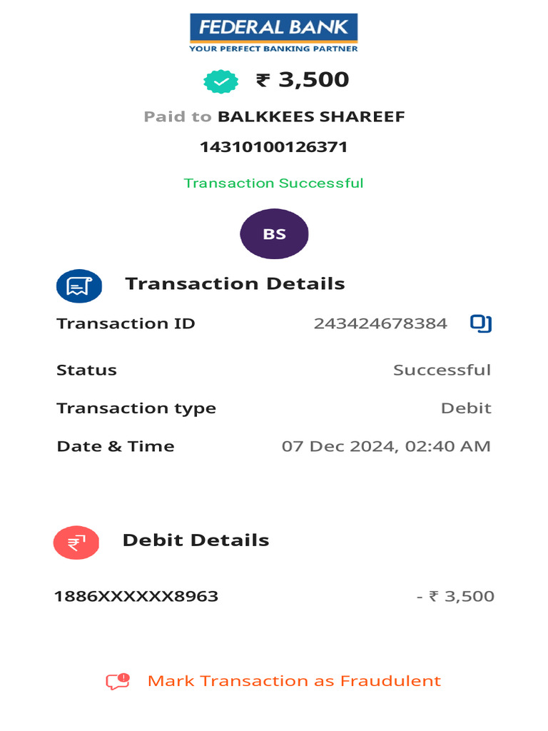 Bank Transaction Confirmation | PDF