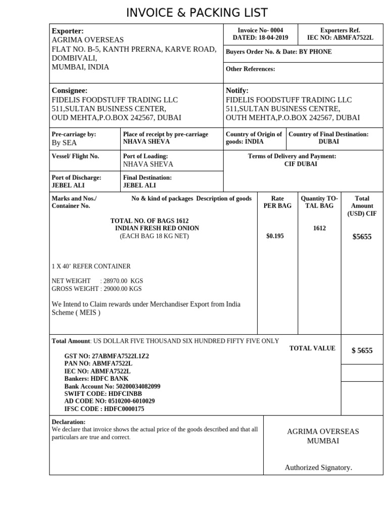Invoice&Packinglist Format | PDF | Business