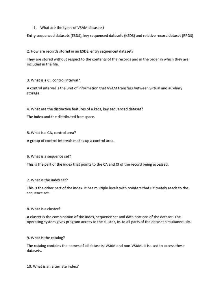 VSAM Questions | PDF | Computer Data Storage | Computing