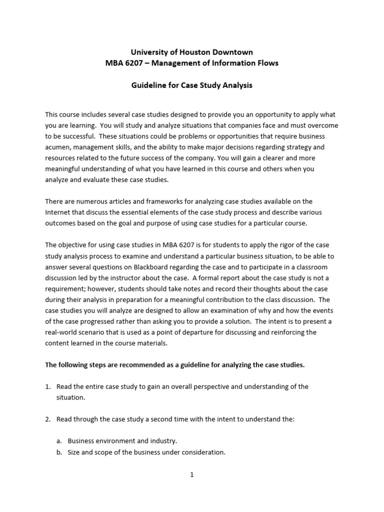 6207 Case Study Guidelines | PDF | Master Of Business Administration ...