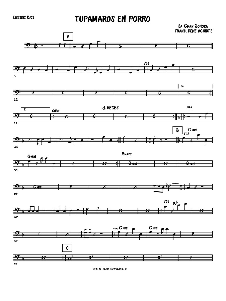 Tupamaros en Porro - Electric Bass | PDF