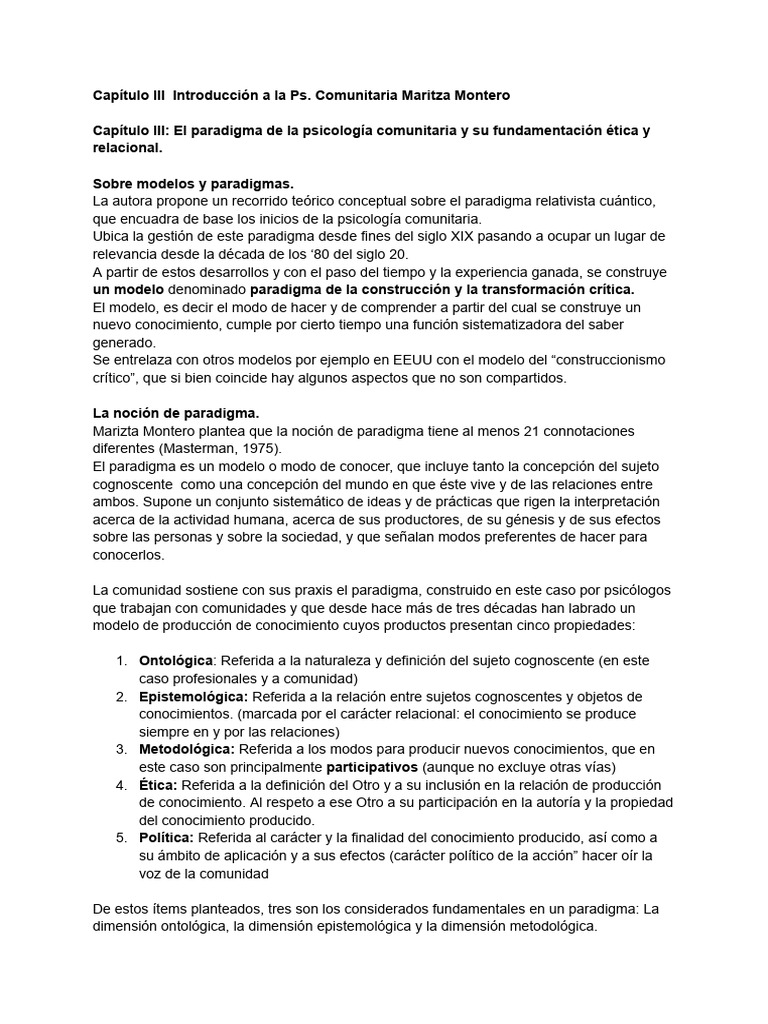 Montero Cap 3 | PDF | Conocimiento | Sicología