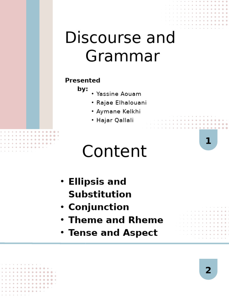 Discourse Grammar: Ellipsis, Substitution, Conjunctions | PDF ...