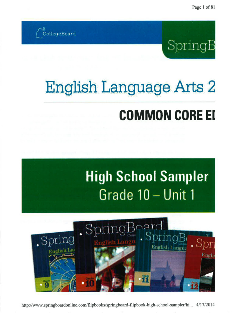 Moyer Appendix D2 Springboard MSELAGr 10 Unit 1 | PDF