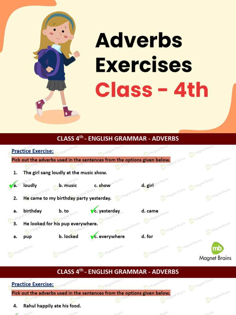14 - English Grammar - Adverbs - (Practice Exercise) | PDF | English ...