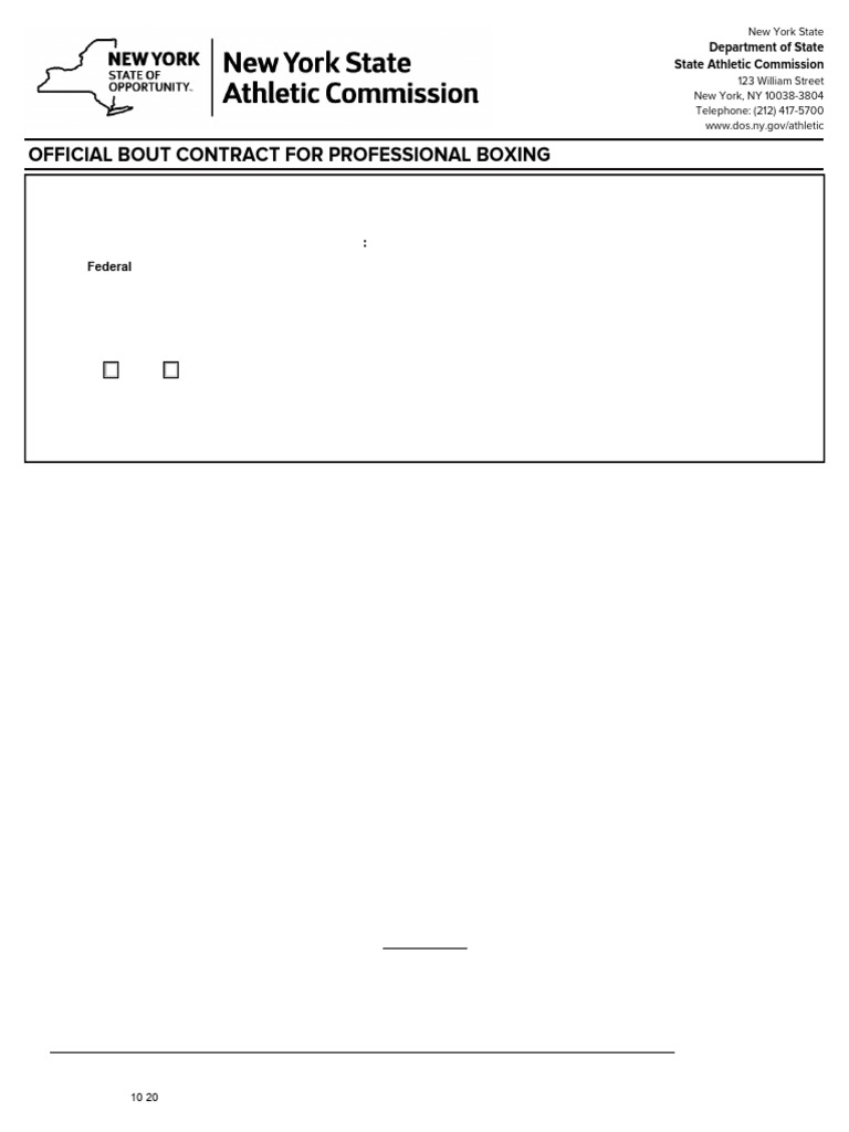 0780 F Official Boxing Bout Contract and Contract Rider 10.20 0 | PDF ...