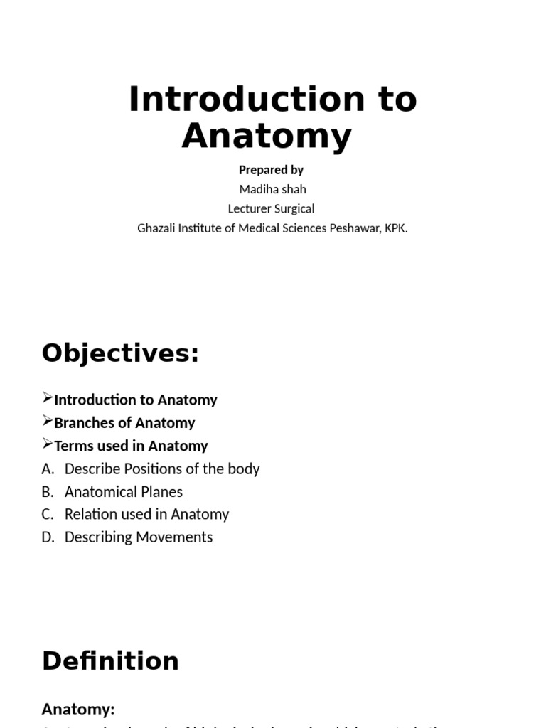 Introduction To Anatomy | PDF | Anatomical Terms Of Motion | Anatomical ...