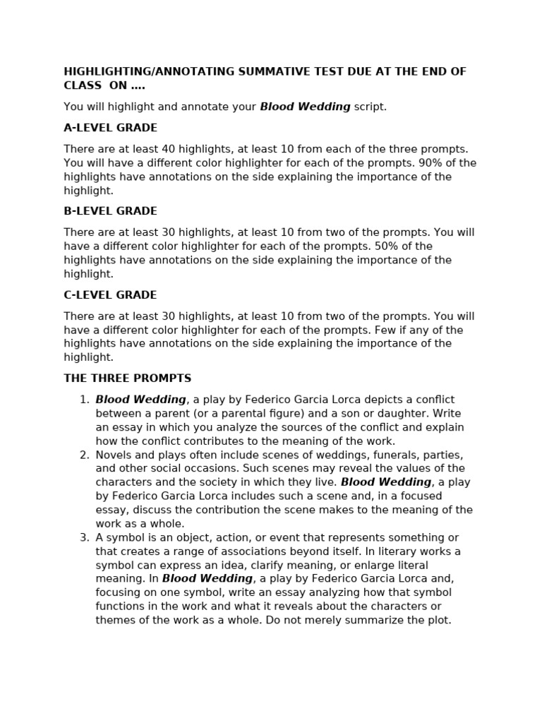 SUMMATIVE Essay Topics For Each Play | PDF | Motivation | Motivational