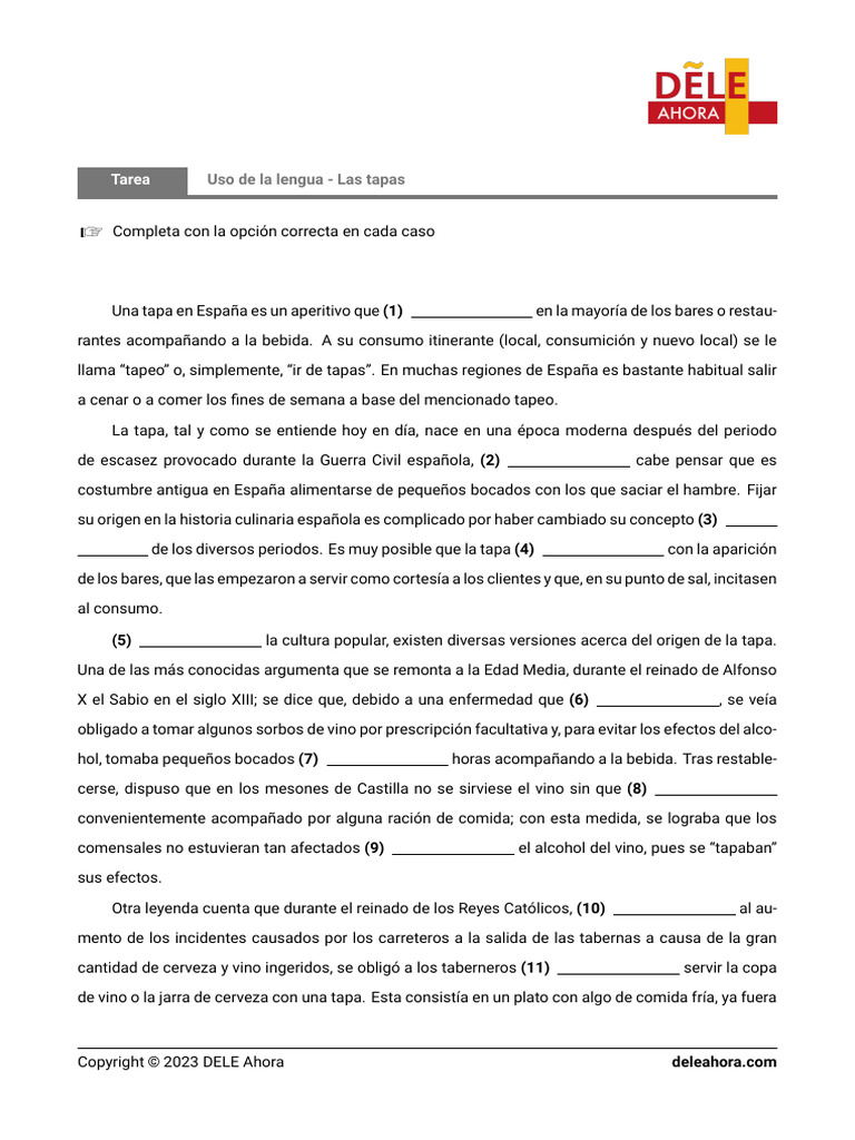 Uso de La Lengua Las Tapas | PDF