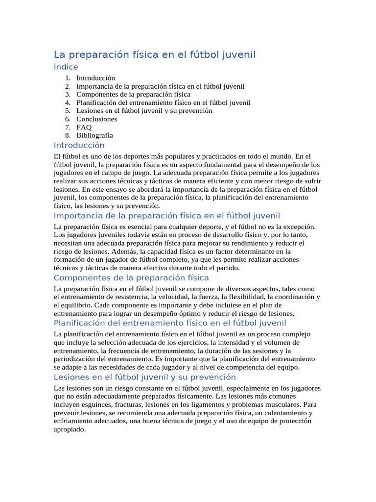 Preparación Física en Fútbol Juvenil | PDF | Asociación de Futbol ...