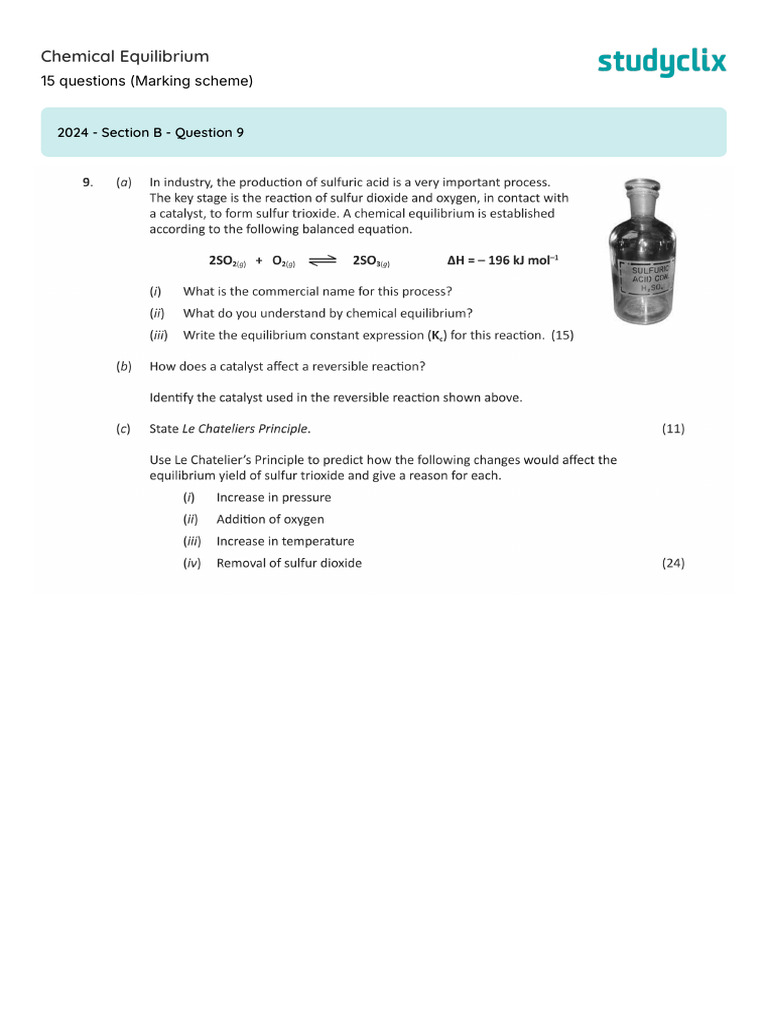 Chemical Equilibrium Questions With Marking-scheme | PDF