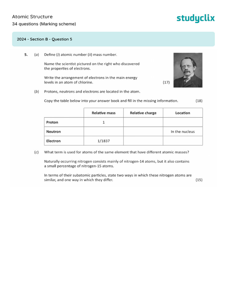Atomic Structure Questions With Marking-Scheme | PDF | Qualifications ...