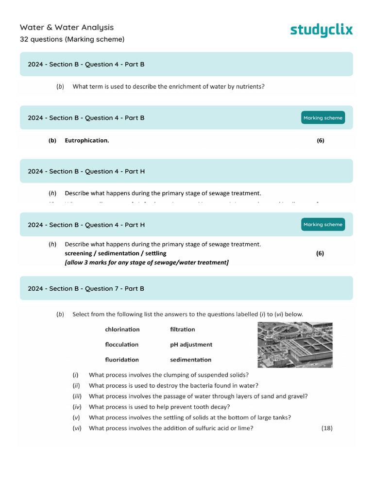 Water & Water Analysis Questions With Marking-Scheme | PDF ...
