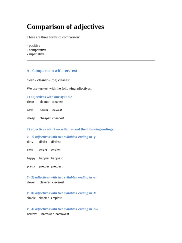 Comparison of Adjectives | PDF | Adjective | Language Families