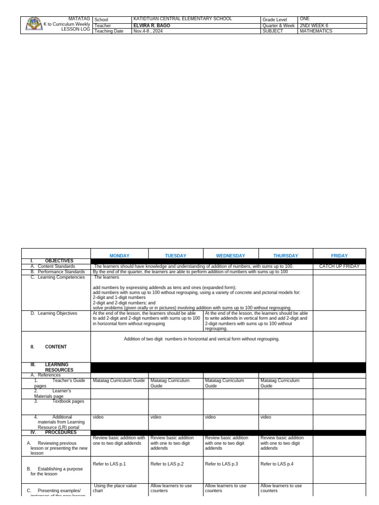 Grade 1 Math Lesson Plan: Addition | PDF | Curriculum | Teachers