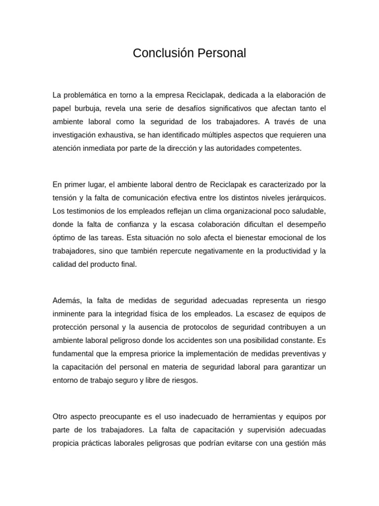 Conclusión Personal | PDF