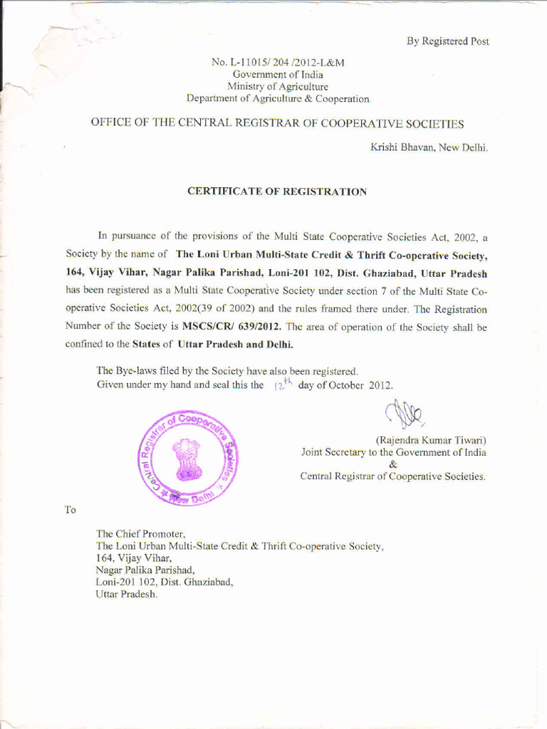 LUCC Certificate of Registration (2) | PDF