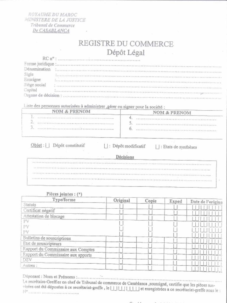 Formulaire de Depot Legal PDF | PDF