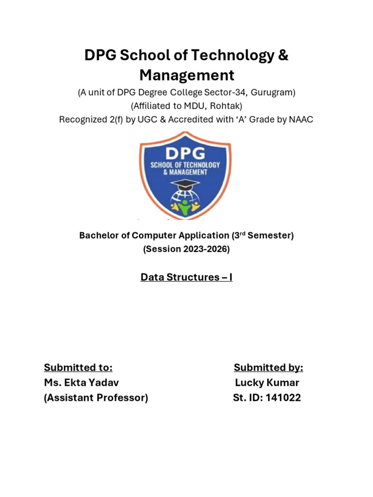 BCA Data Structures Lab Submission | PDF