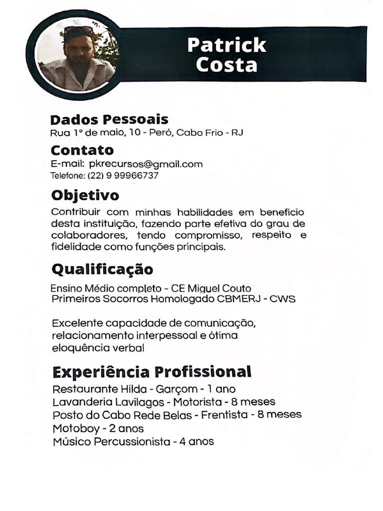 Currículo Patrick Costa | PDF