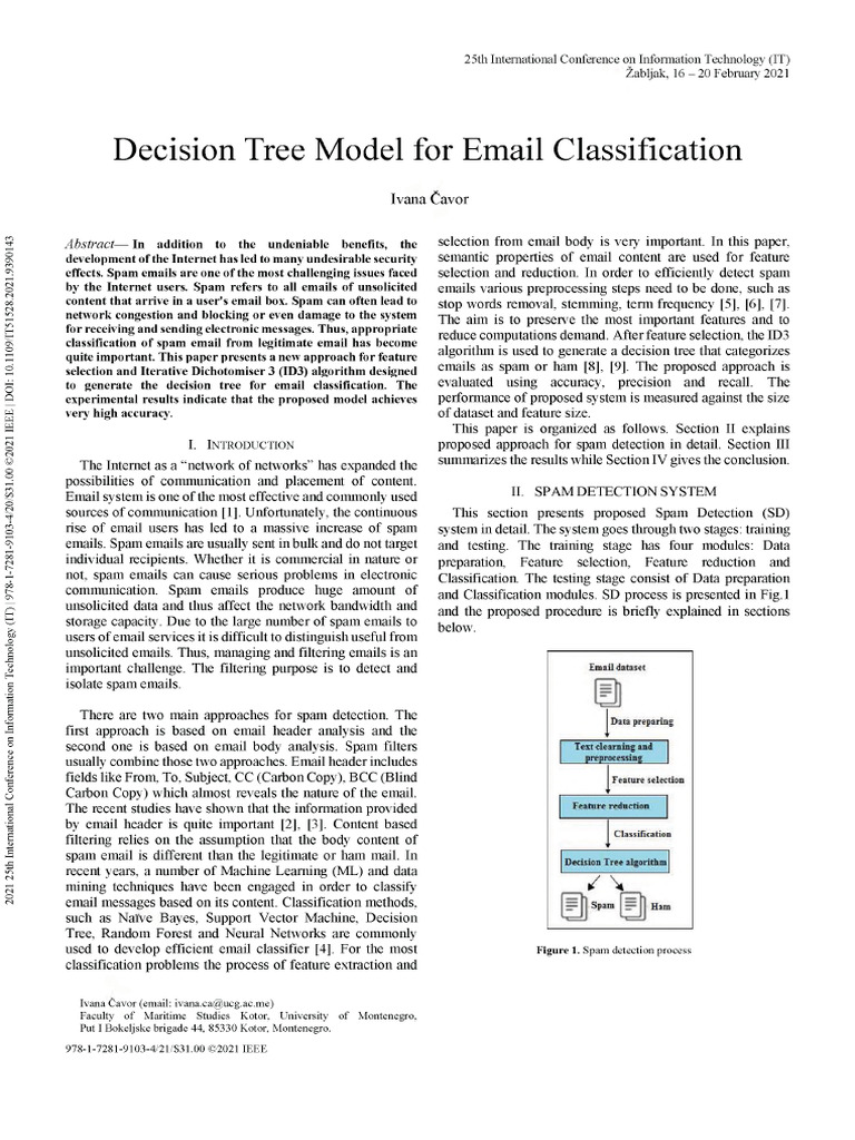 44 Decision Tree Model For Email Classification | PDF