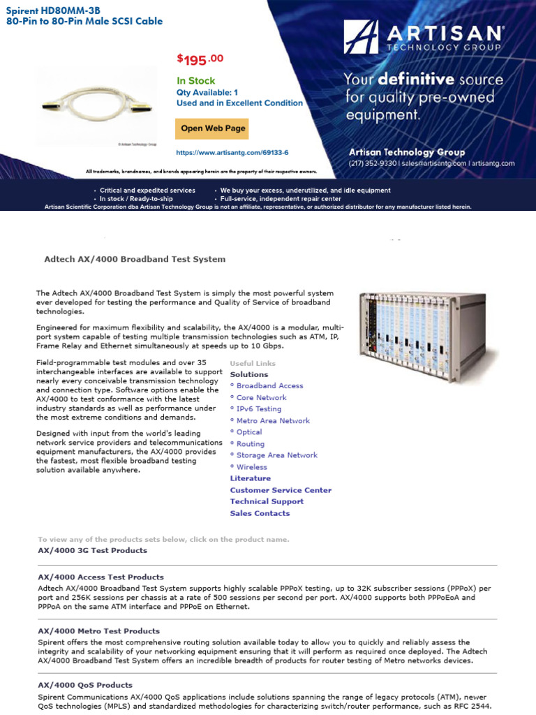 Spirent Adtech AX 4000 Datasheet 202245154437 | PDF | Computer Network | Quality Of Service