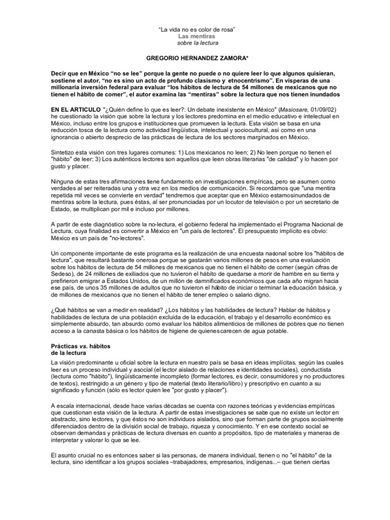 La Vida No Es Color de Rosa | PDF | Lectura (proceso) | México La Vida No Es Color de Rosa | PDF | Lectura (proceso) | México