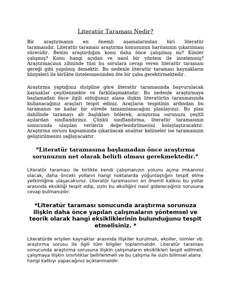 Literatür Taraması Nedir | PDF