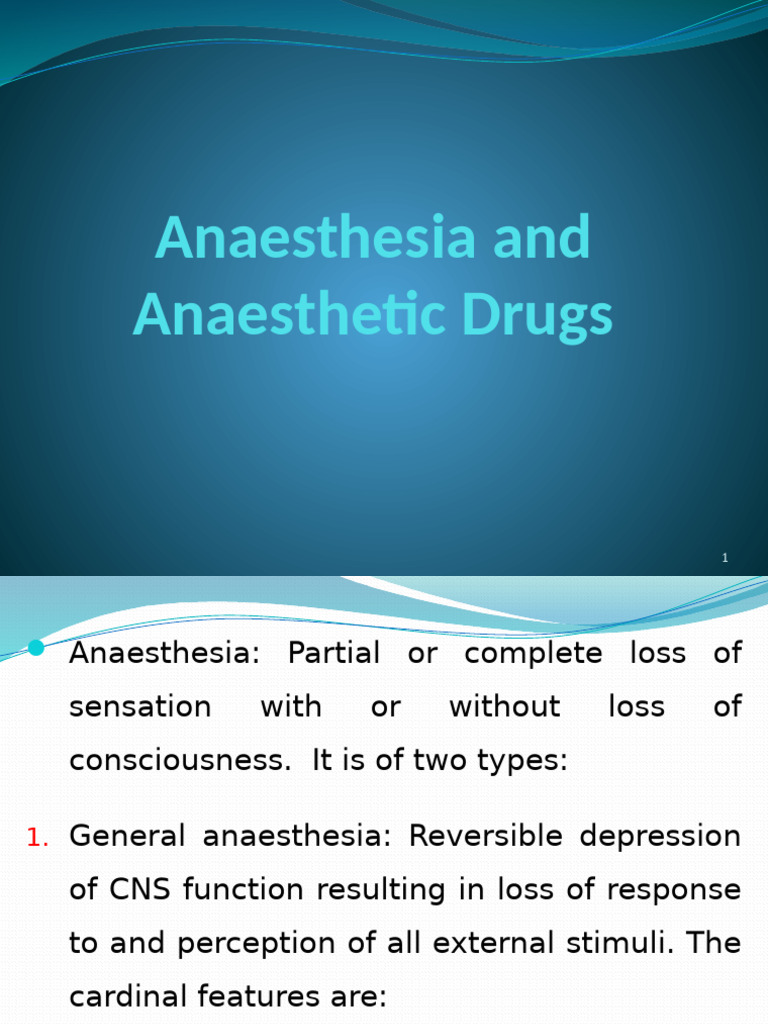 Anaesthesia Presentation | PDF | Anesthesia | Nitrous Oxide
