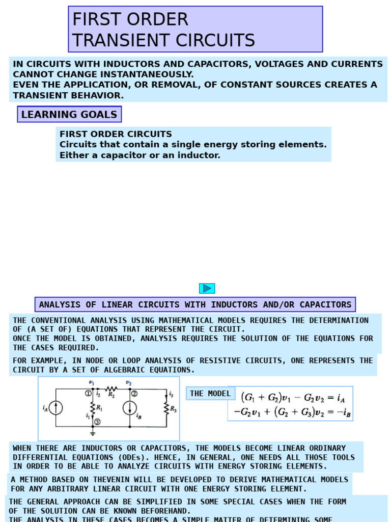 Ch7 1 IntroFirstOrderCircuits | PDF | Electrical Network | Network ...