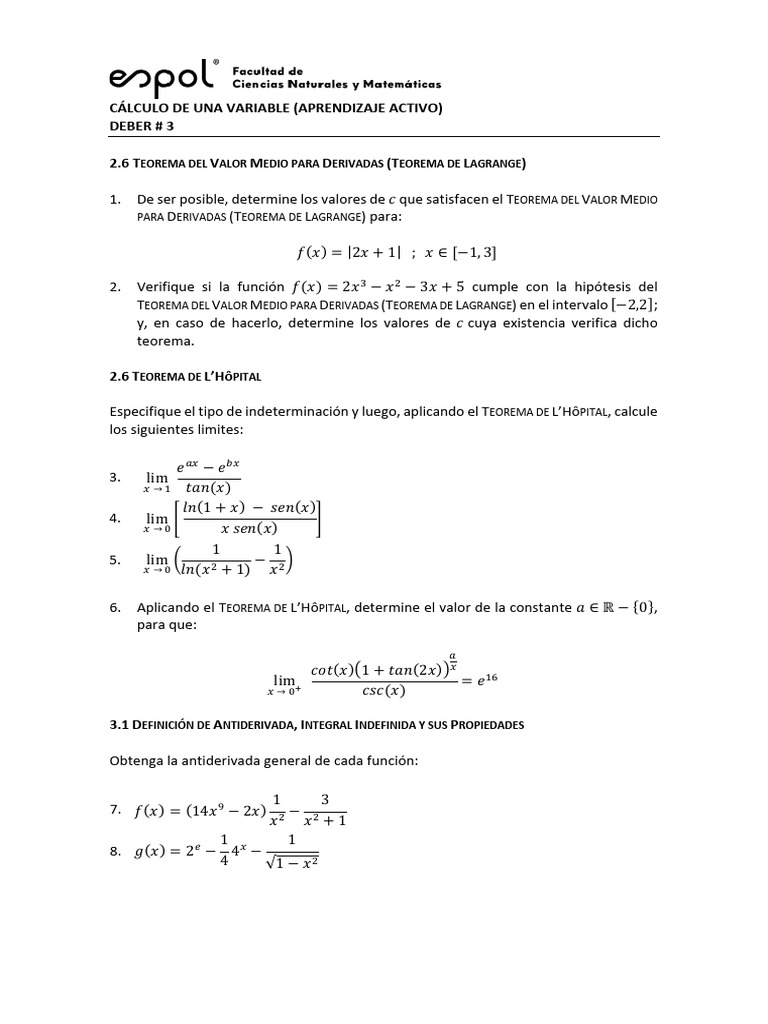 2024 II PAO CUV Deber 03 | PDF | Integral | Objetos matemáticos