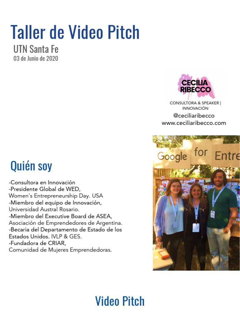 Taller de Video Pitch - UTN Material | PDF | Iniciativa empresarial