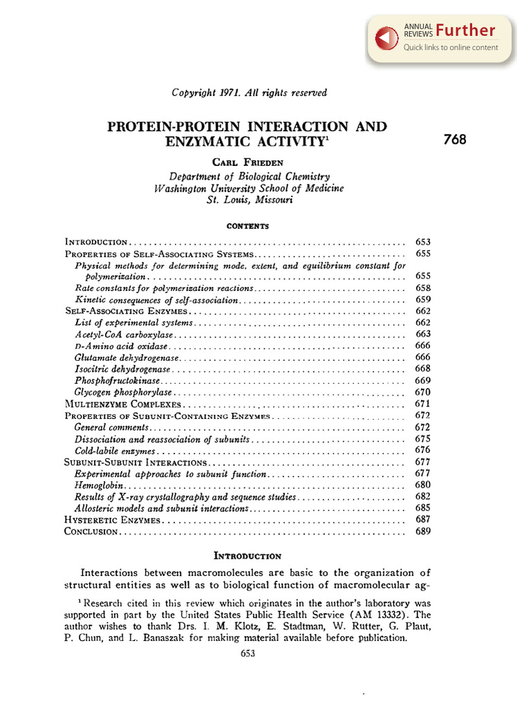 Protein to Protein Interactions and Enzymatic Activity | PDF | Enzyme ...