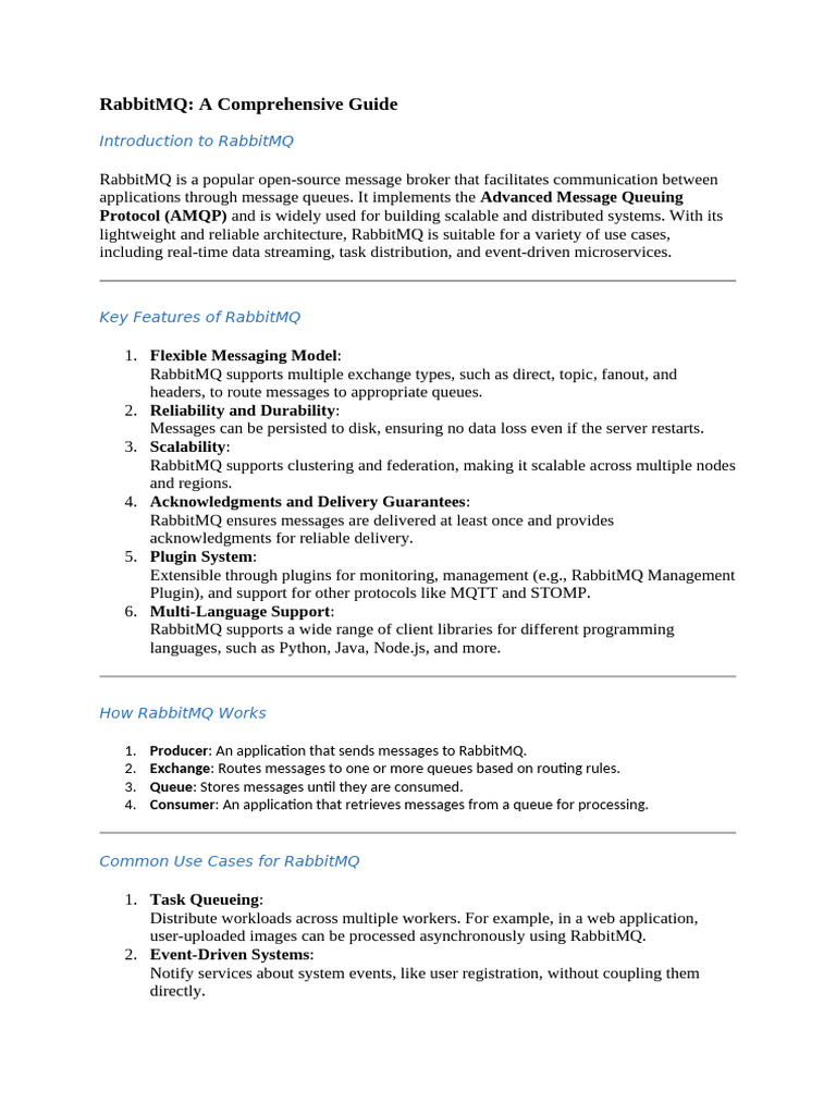 RabbitMQ: Features and Use Cases Guide | PDF | Software | Software ...