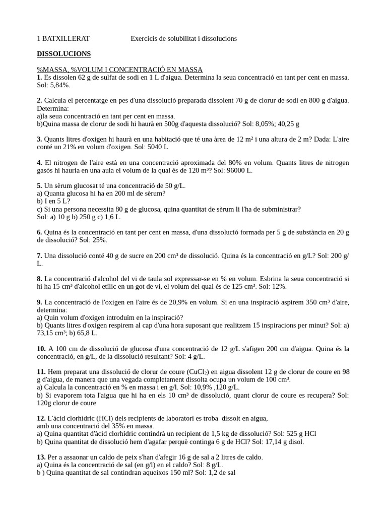 Exercicis Dissolucions | PDF